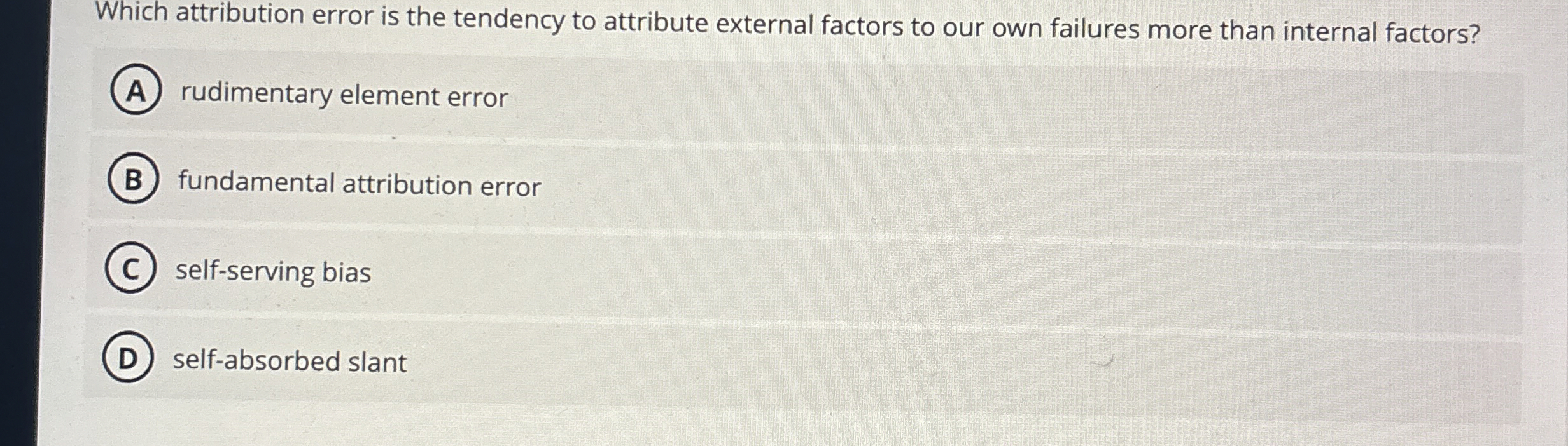 Solved Which attribution error is the tendency to attribute | Chegg.com