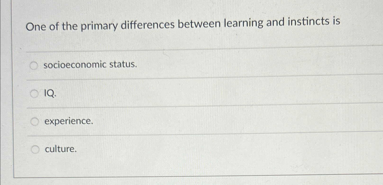 Solved One of the primary differences between learning and | Chegg.com
