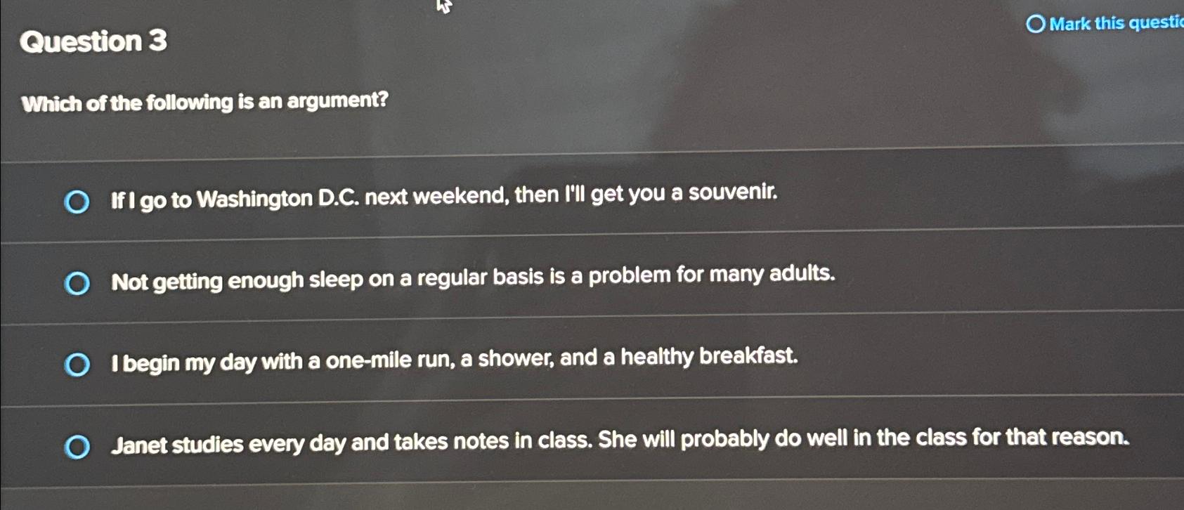 Solved Question 3Mark this questicWhich of the following is | Chegg.com