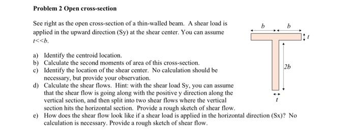 Solved Problem 2 Open cross-section See right as the open | Chegg.com