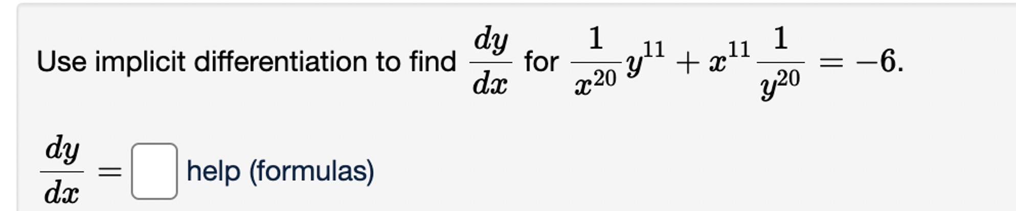 Solved Use implicit differentiation to find dydx ﻿for | Chegg.com