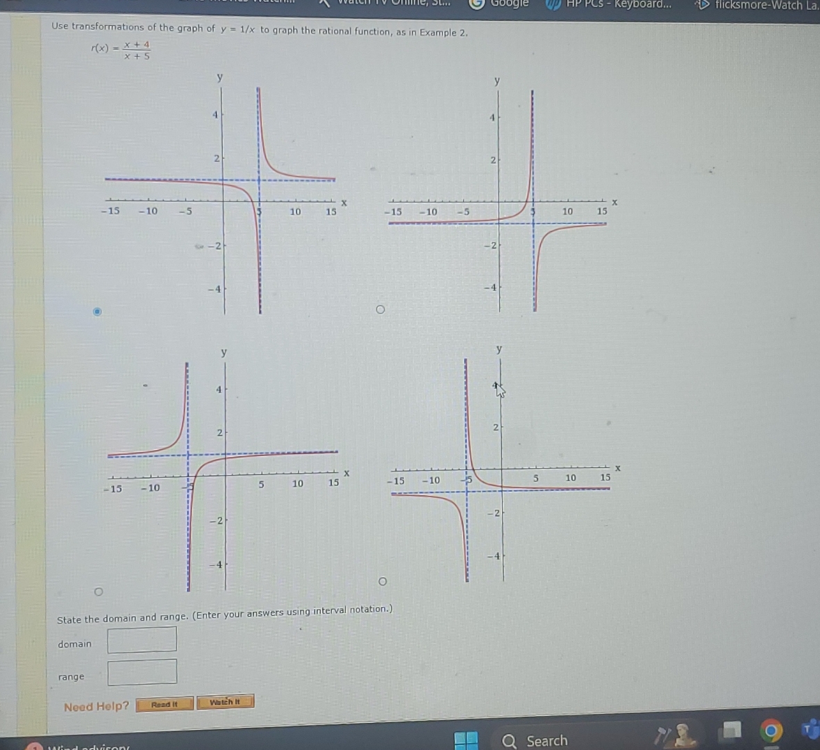 Solved Use transformations of the graph of y=1x ﻿to graph | Chegg.com