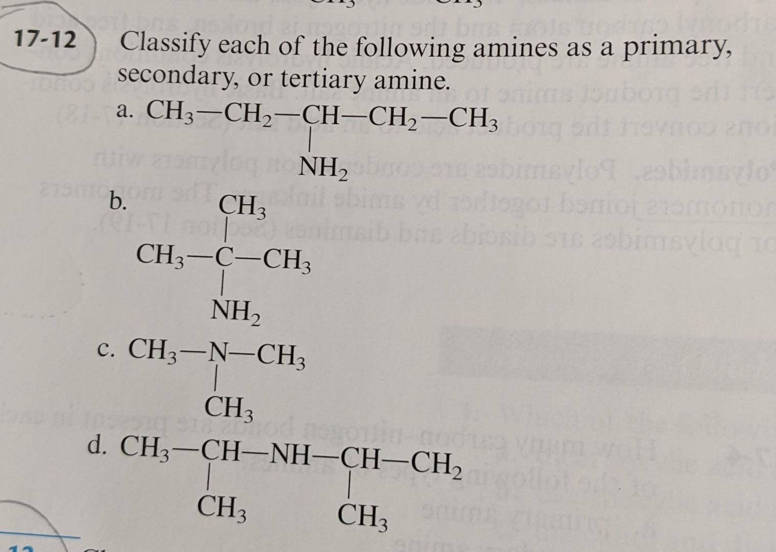 Solved 12 Classify each of the following amines as a | Chegg.com