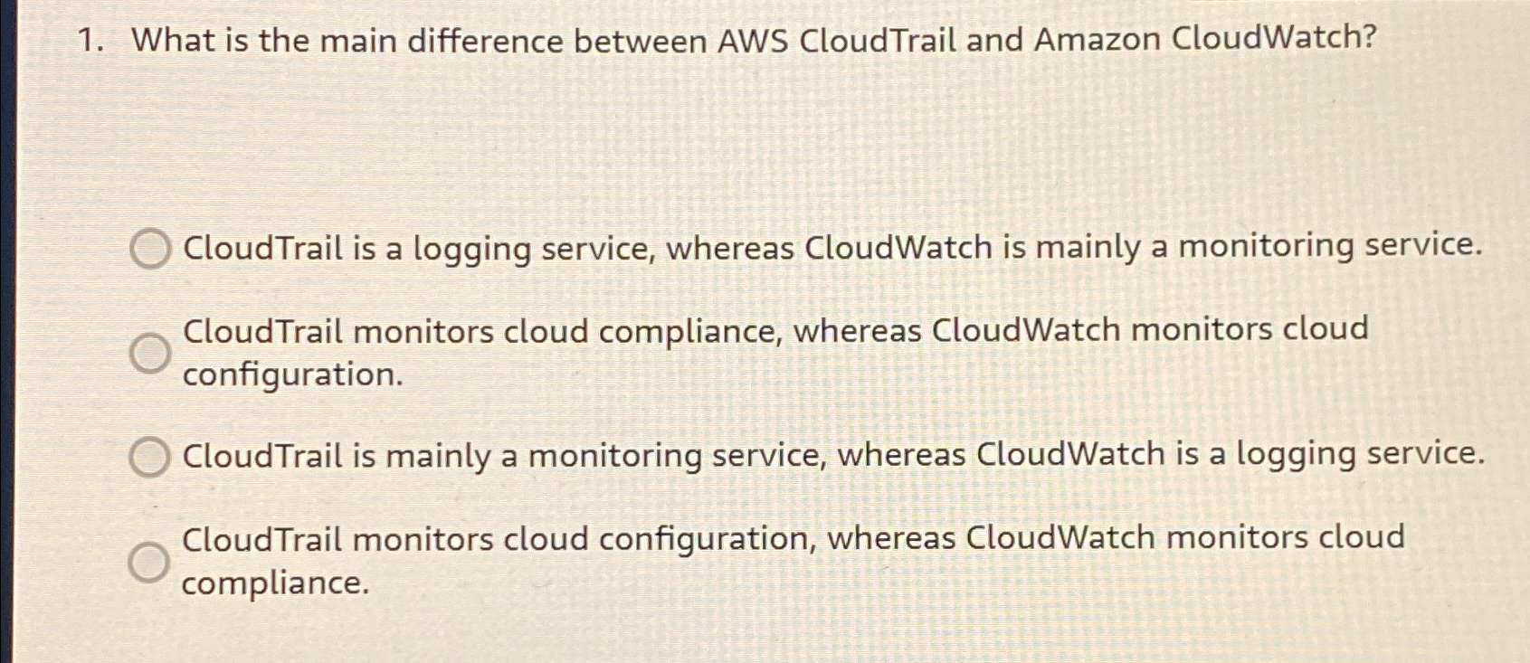 Solved What Is The Main Difference Between Aws Cloudtrail