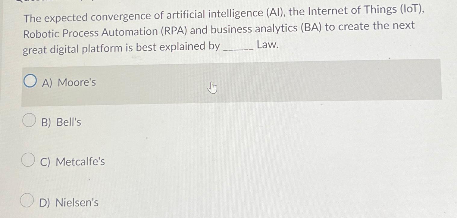 Solved The expected convergence of artificial intelligence | Chegg.com
