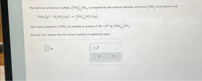 Solved The fertilizer ammonium sulfate, (NH4)2SO4, is | Chegg.com