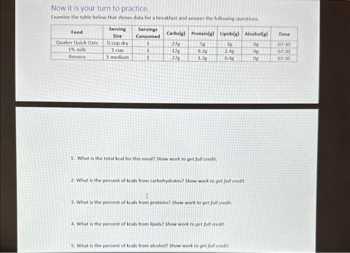 Solved Now it is your turn to practice. Examine the table | Chegg.com