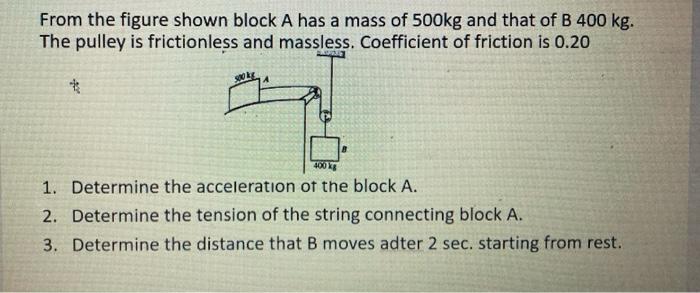 Solved determine the acceleration and tension of block and | Chegg.com