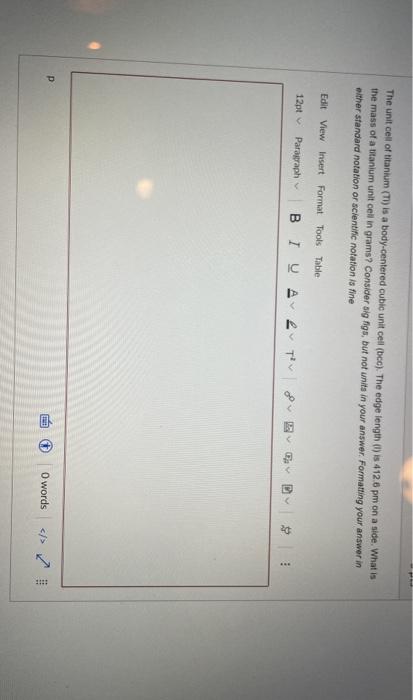 Solved The unit cell of titanium (TI) is a body-centered | Chegg.com