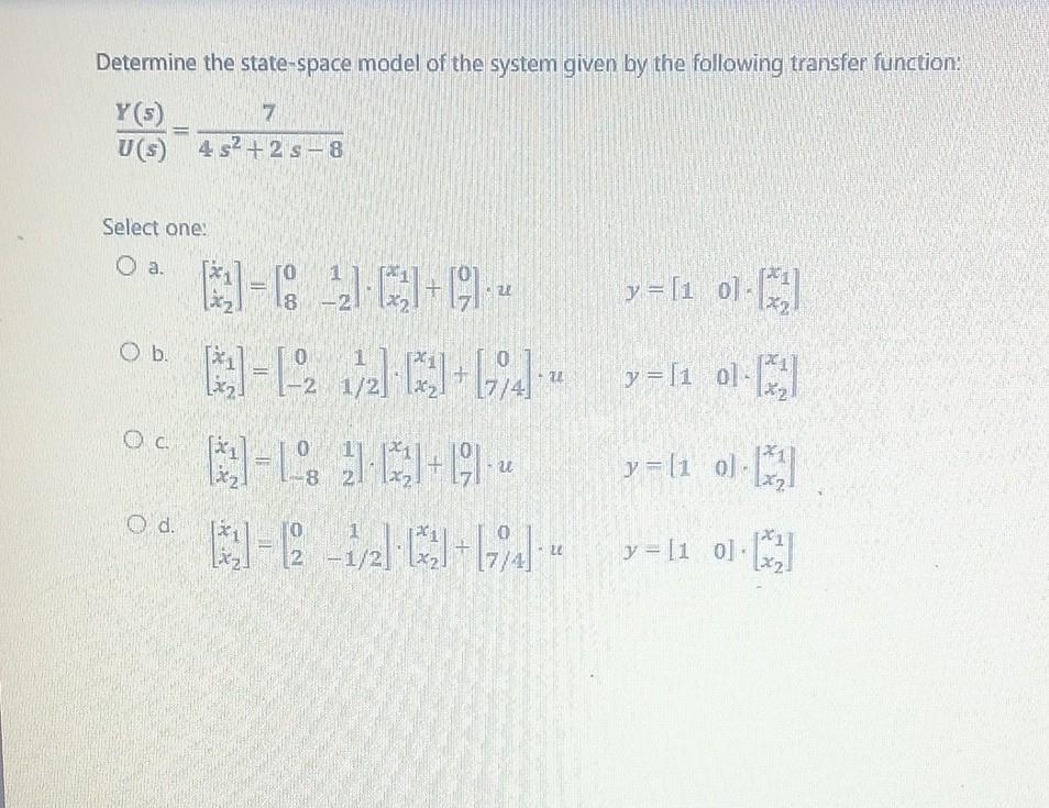 [Solved]: Determine the state-space model of the system