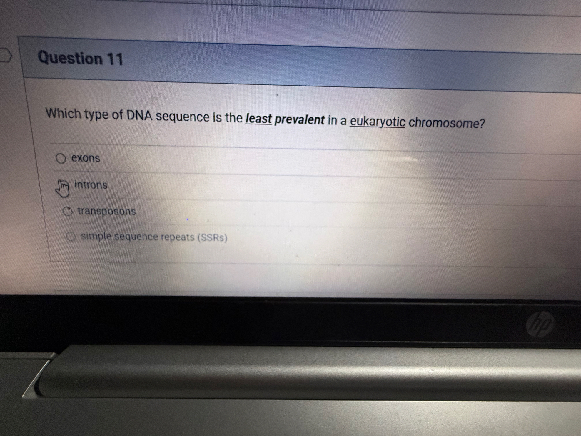 Solved Question 11Which type of DNA sequence is the least | Chegg.com