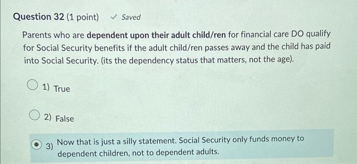 Solved Parents who are dependent upon their adult child/ren | Chegg.com