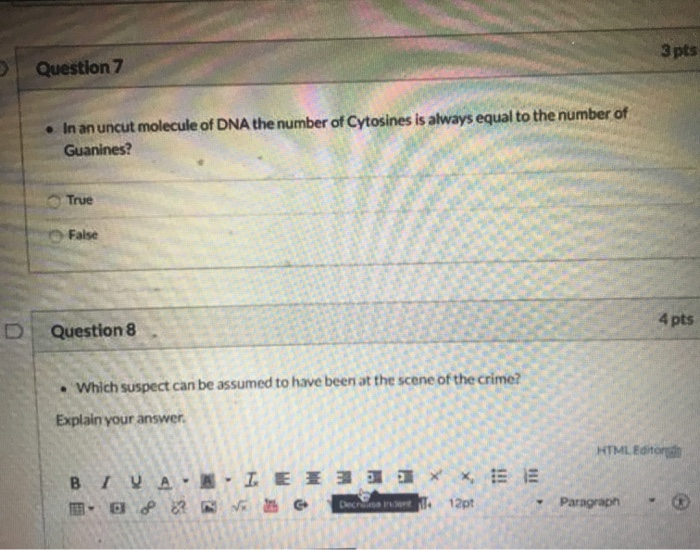 Solved Question 7 3 pt In an uncut molecule of DNA the | Chegg.com Solved Question 7 3 pt In an uncut molecule of DNA the | Chegg.com