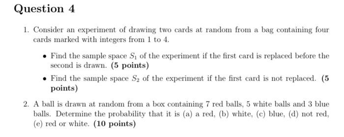 Solved 1. Consider an experiment of drawing two cards at | Chegg.com