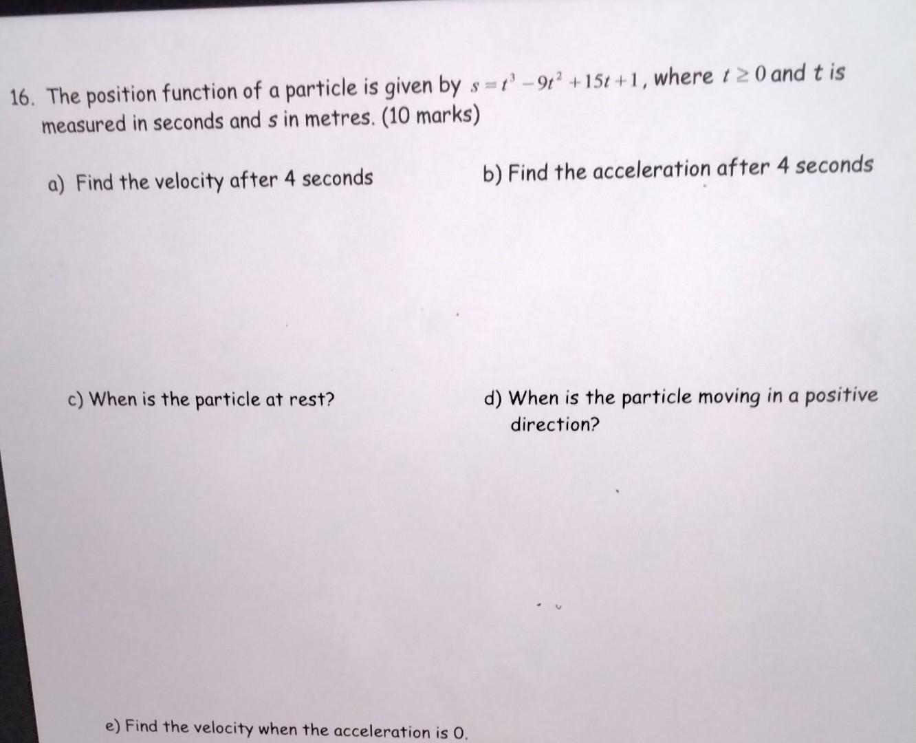 Solved The position function of a particle is given by | Chegg.com