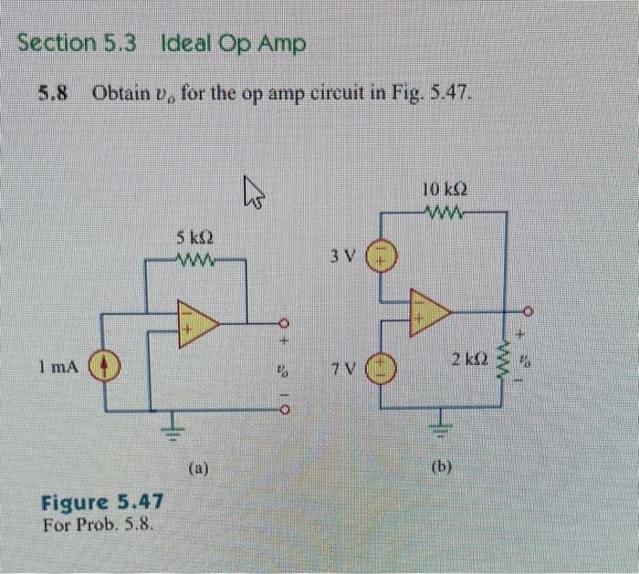 Solved 5.8 Obtain vo for the op amp circuit in Fig. 5.47. | Chegg.com