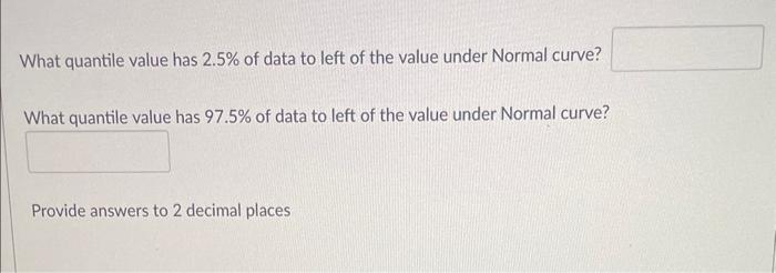 Solved What quantile value has 2.5% of data to left of the | Chegg.com