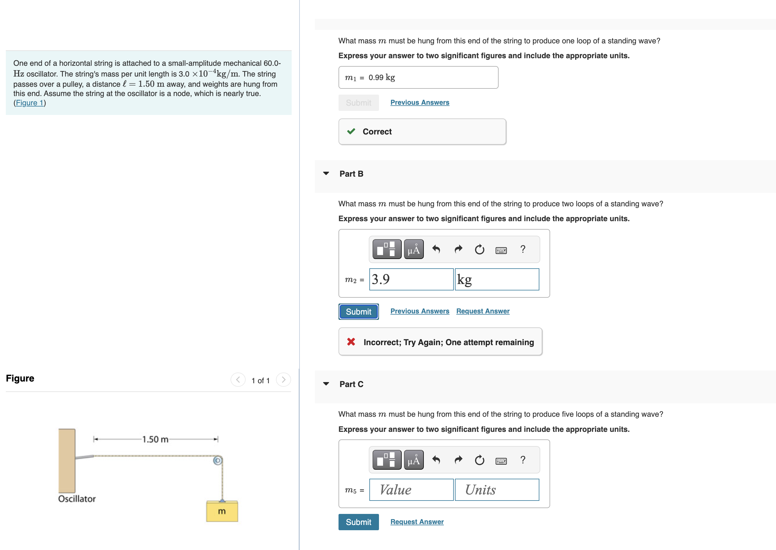 Solved One end of a horizontal string is attached to a | Chegg.com