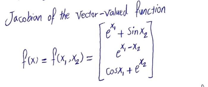 Solved Jacobian of the Vector -Valued function lett + Sinxa | Chegg.com