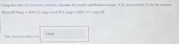 Solved Using this table of ionization constants, calculate | Chegg.com