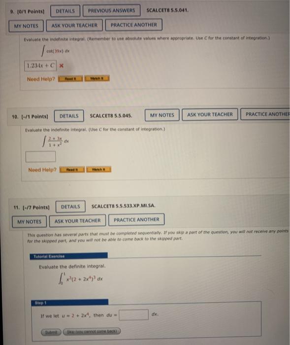 Solved 9. 10/1 Points) DETAILS PREVIOUS ANSWERS SCALCETS | Chegg.com Solved 9. 10/1 Points) DETAILS PREVIOUS ANSWERS SCALCETS | Chegg.com