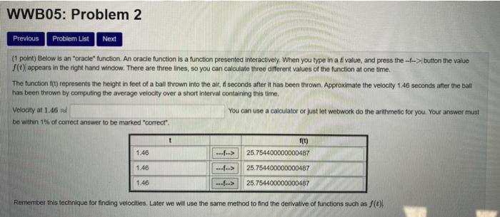 Solved WWB05: Problem 2 Previous Problem List Next (1 point) | Chegg.com