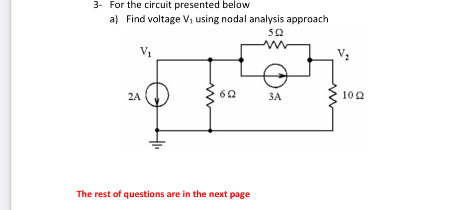 Solved 3- ﻿For the circuit presented belowa) ﻿Find voltage | Chegg.com