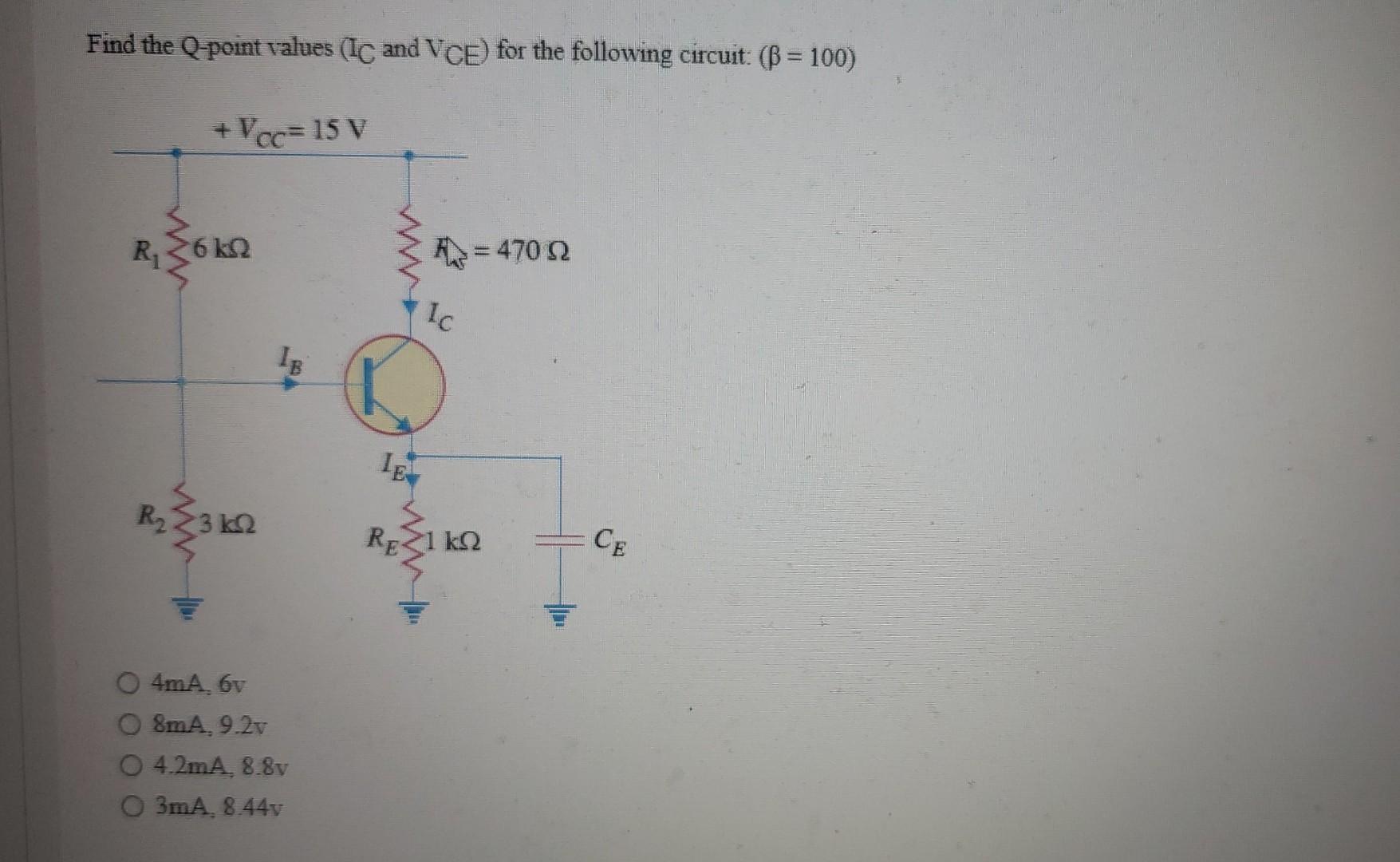 Solved Find the Q-point values ( IC and VC) for the | Chegg.com