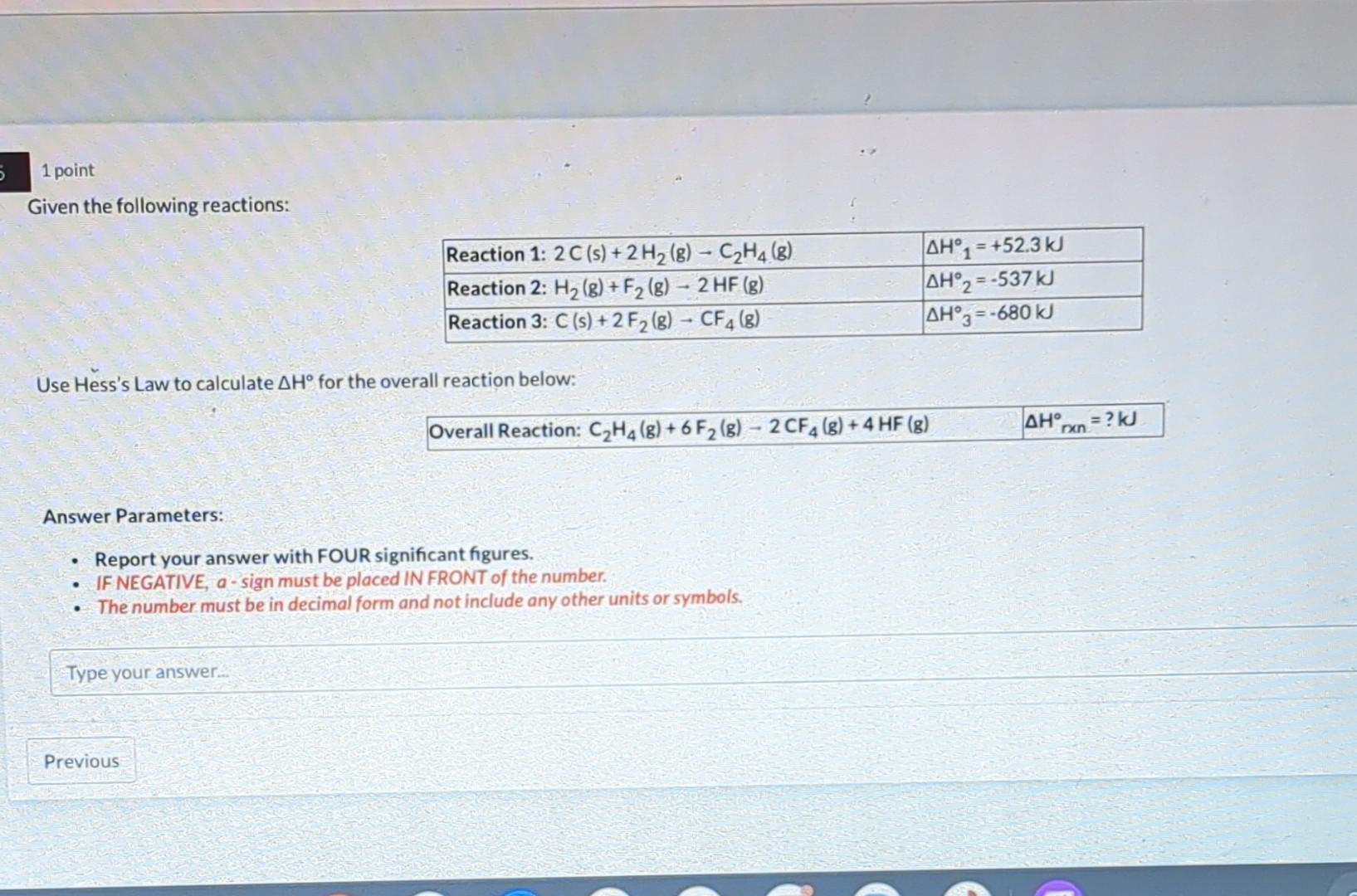 Solved Given the following reactions: Use Hess's Law to | Chegg.com