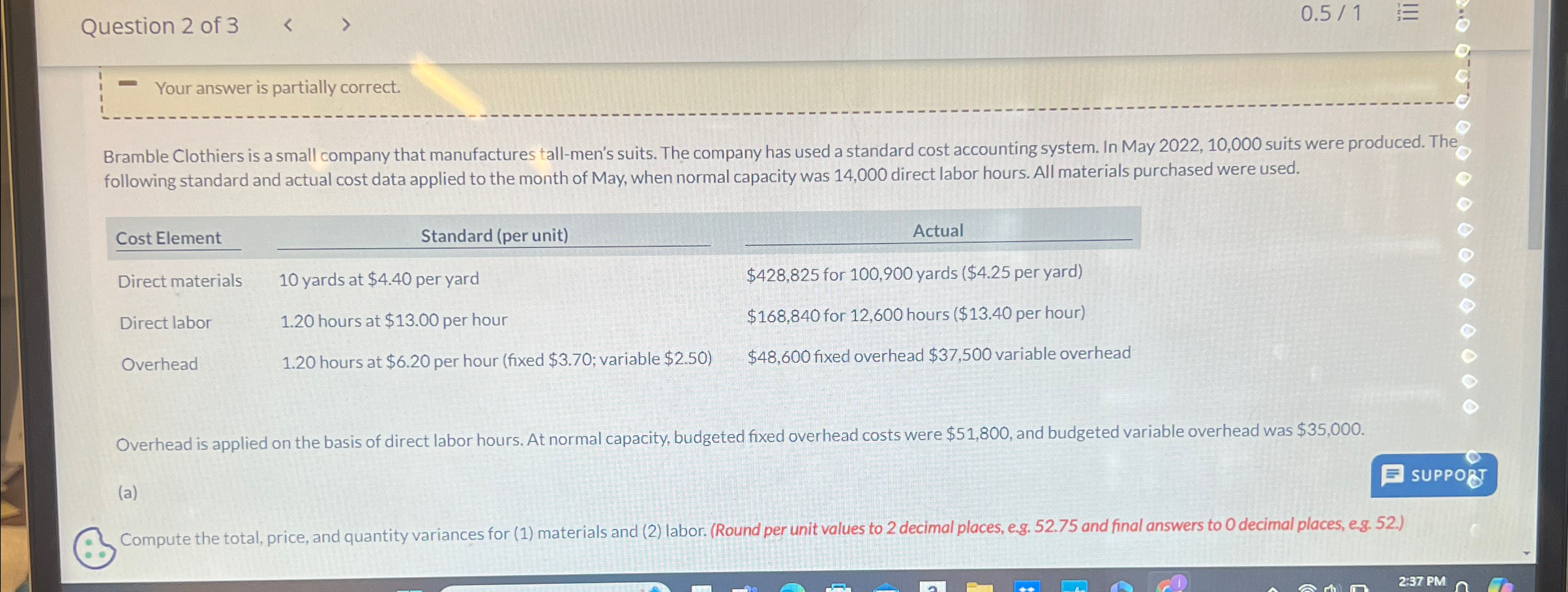 Solved Question 2 ﻿of 30.51Your answer is partially | Chegg.com
