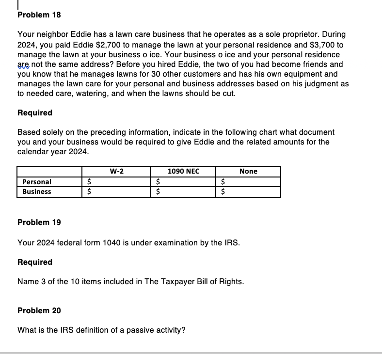 Solved Problem 18 ﻿Your neighbor Eddie has a lawn care | Chegg.com