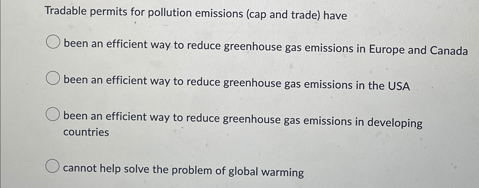 Solved Tradable permits for pollution emissions (cap and | Chegg.com