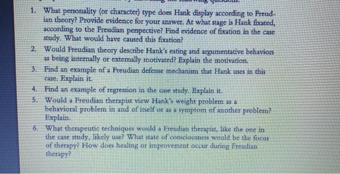 1. What personality (or character) type does Hank | Chegg.com