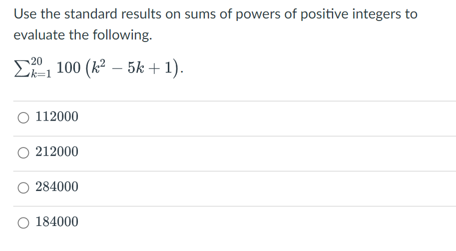 Solved Use the standard results on sums of powers of | Chegg.com