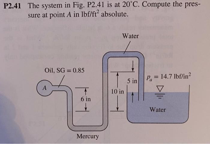 Solved P2.41 The system in Fig. P2.41 is at 20°C. Compute | Chegg.com