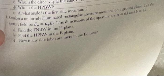 Solved What is the directivity at the 1) What is the HPBW? | Chegg.com