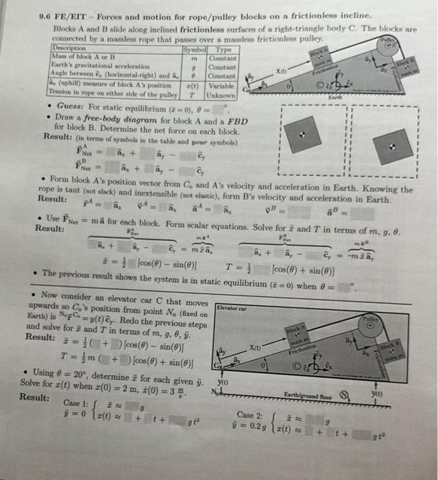 Solved 9.6 FE/EIT-Forces and motion for rope/pulley blocks | Chegg.com