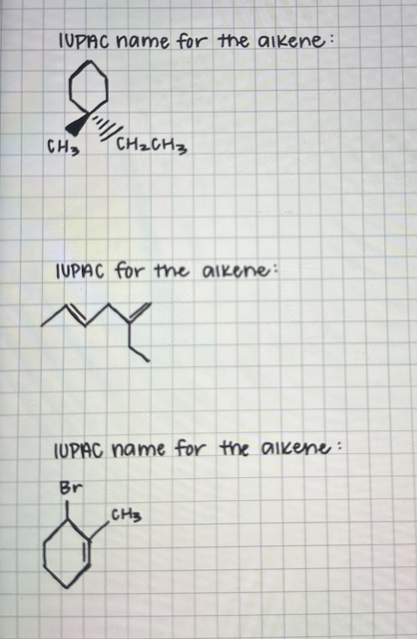 Solved IUPAC name for the alkene:IUPAC for the alkene:IUPAC | Chegg.com