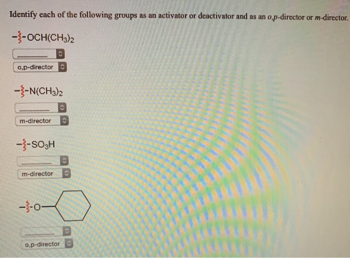 Solved Identify each of the following groups as an activator | Chegg.com