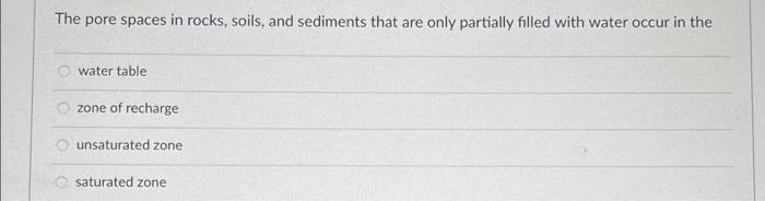 The pore spaces in rocks, soils, and sediments that | Chegg.com
