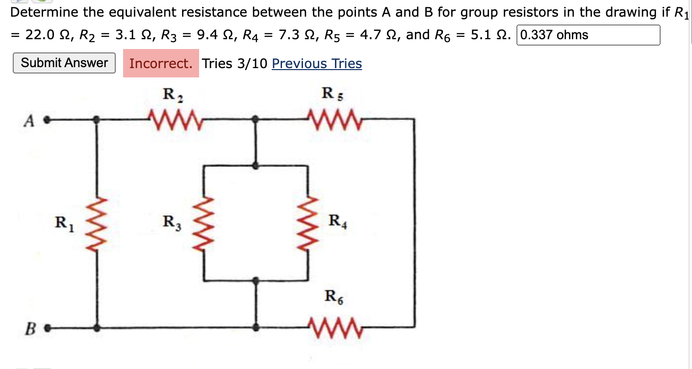 Solved Determine the equivalent resistance between the | Chegg.com