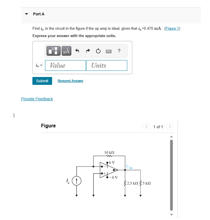 Solved Part AFind io ﻿in the circuit in the figure if the op | Chegg.com