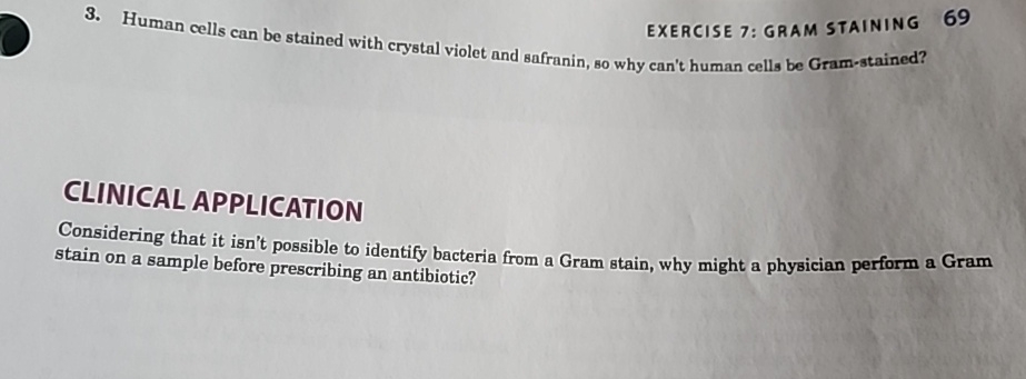 Solved EXERCISE 7: GRAM STAINING693. ﻿Human cells can be | Chegg.com