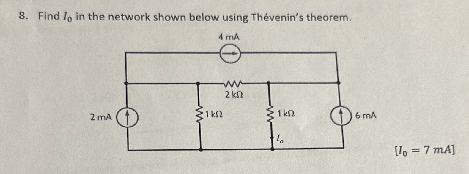 Solved Find I0 ﻿in the network shown below using Thévenin's | Chegg.com