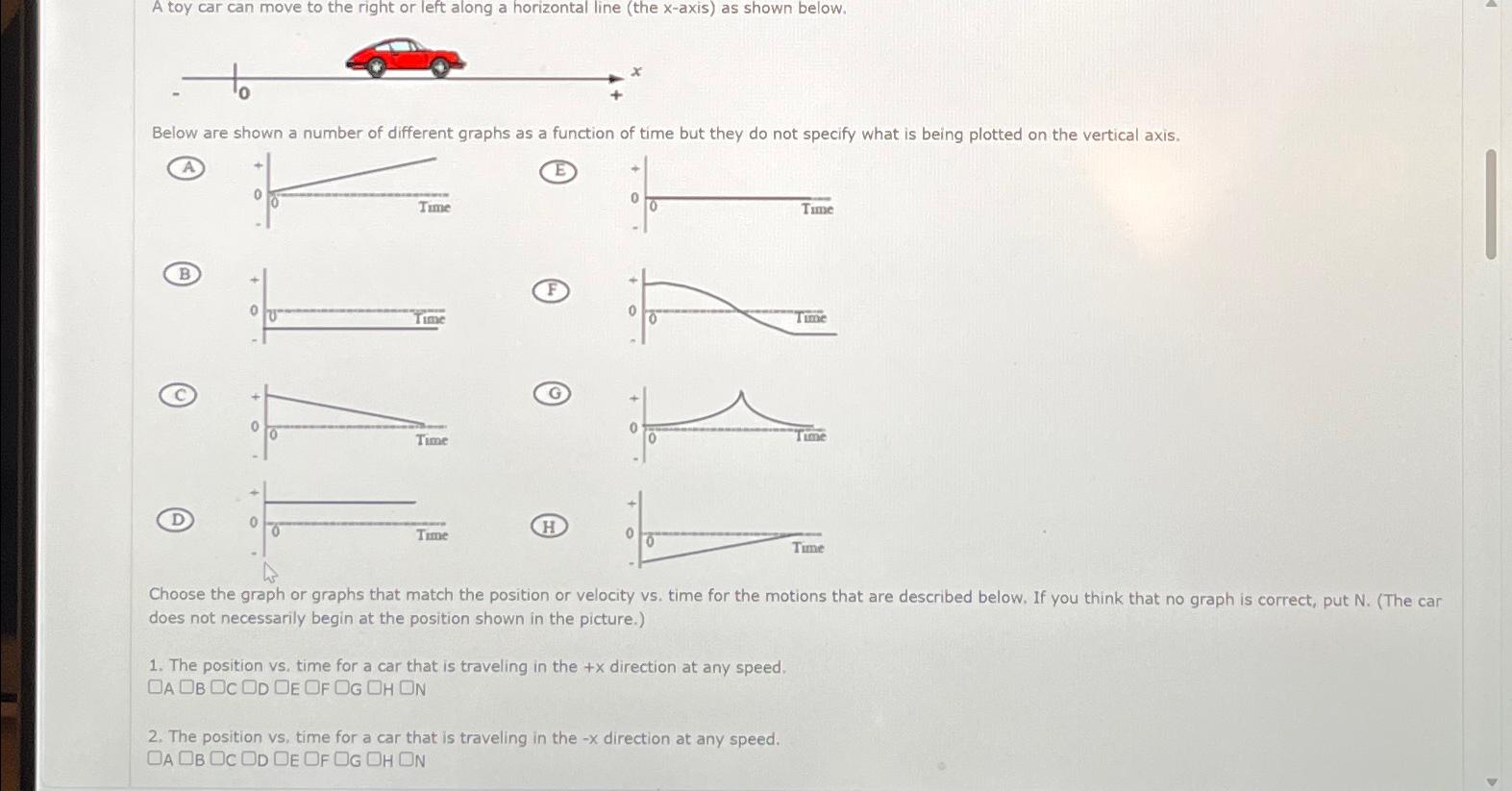 Solved A toy car can move to the right or left along a | Chegg.com