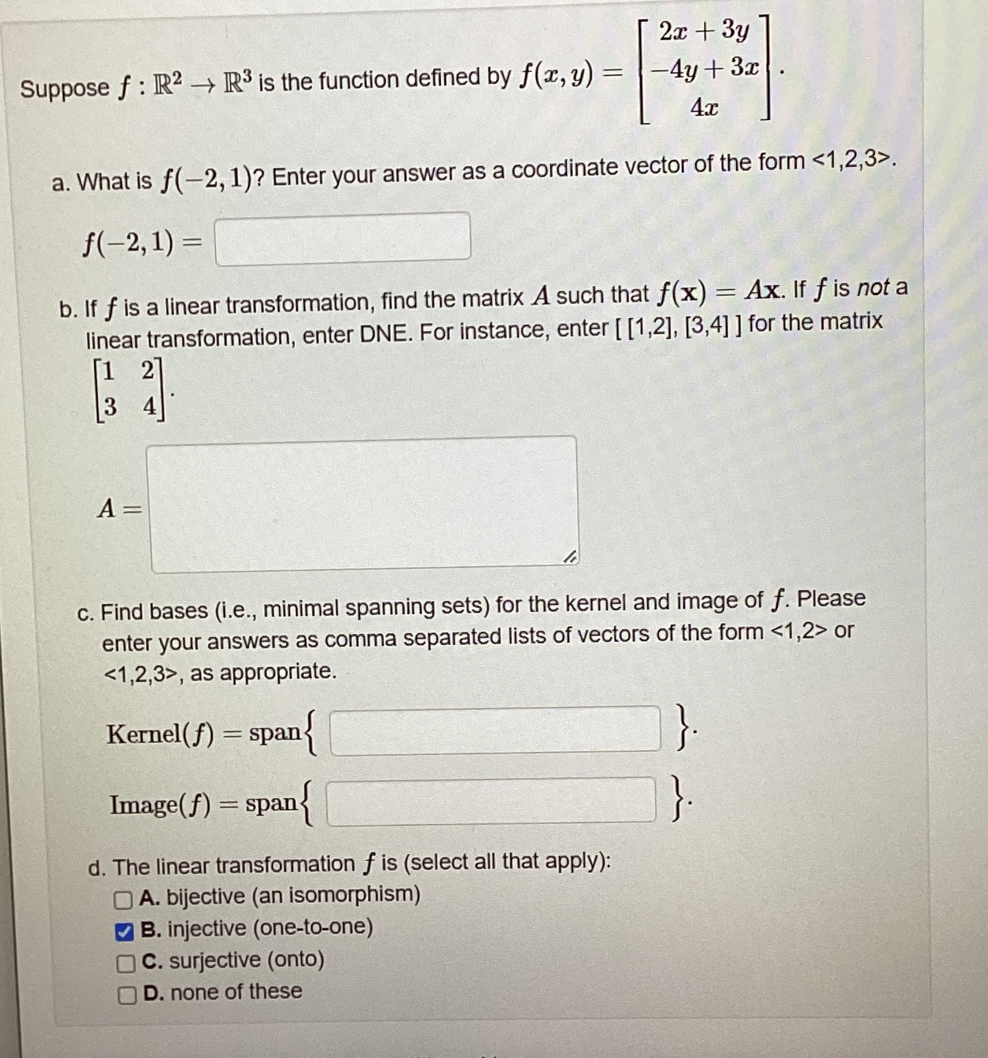 Solved Suppose f:R2→R3 ﻿is the function defined by | Chegg.com
