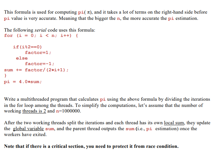 This formula is used for computing pi(pi), ﻿and it | Chegg.com