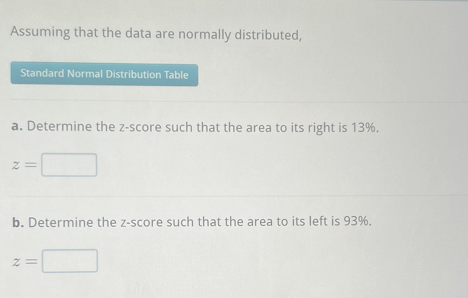 Assuming that the data are normally distributed,a. | Chegg.com