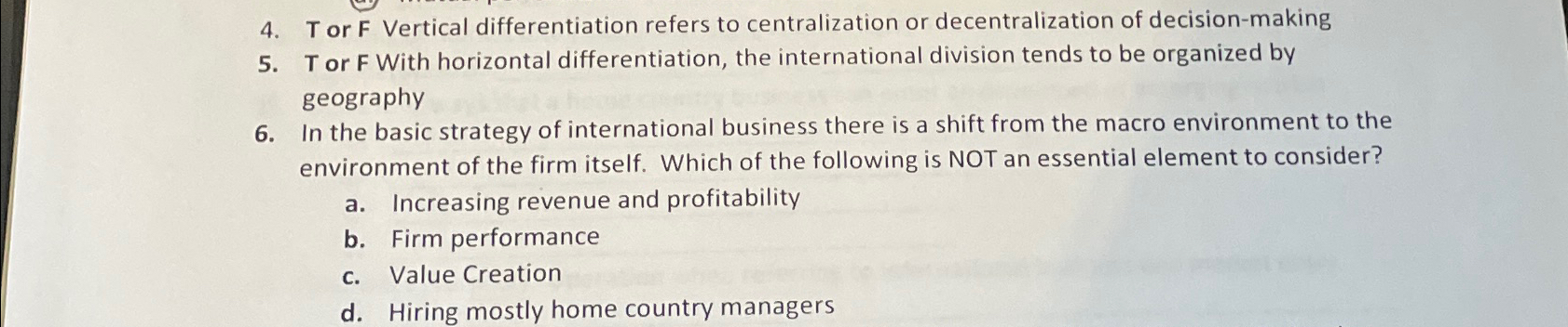 Solved T or F Vertical differentiation refers to | Chegg.com