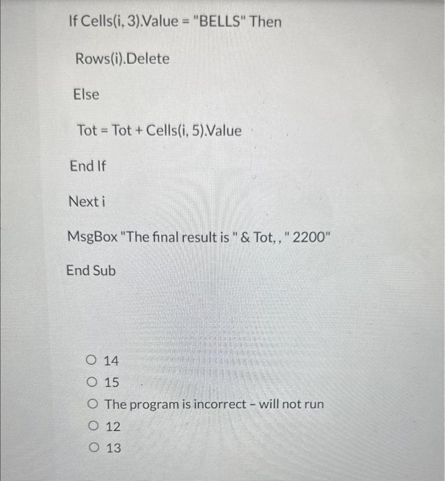 Solved The following Excel image has a VBA program (see | Chegg.com